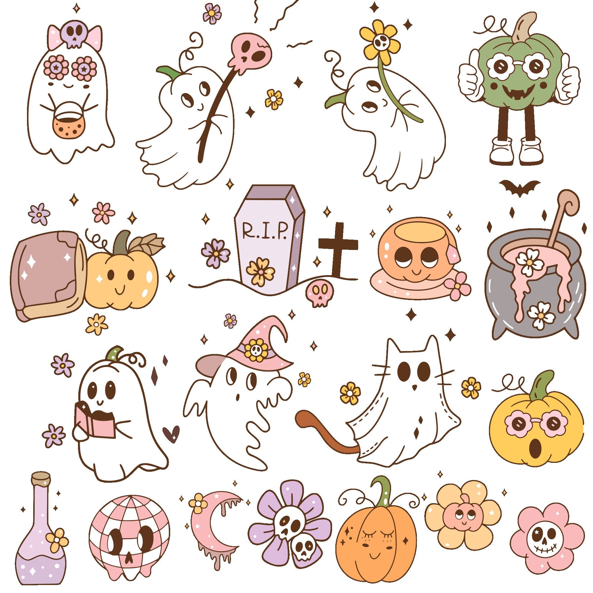 Groovy Retro Halloween Svg, Retro Fall Svg , Trendy Retro Png Hippie ...