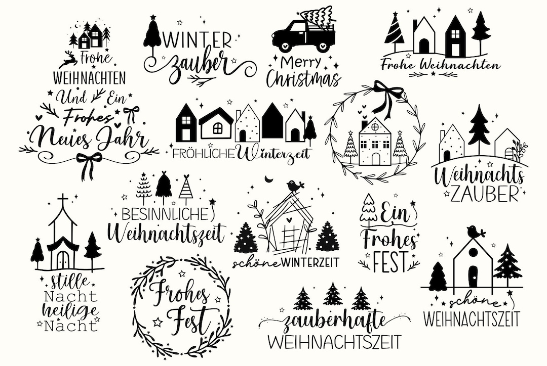 Deutsche Plotterdatei Weihnachten, Schriftzüge Weihnachten deutsch, Weihnachtshäuser ...