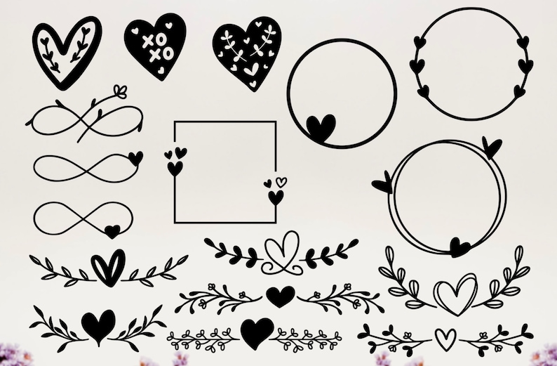 Plotterdatei Herz,heart Svg Bundle , Floral Hearts Svg, Love Svg, Valentine Days Svg, Cute Heart ...