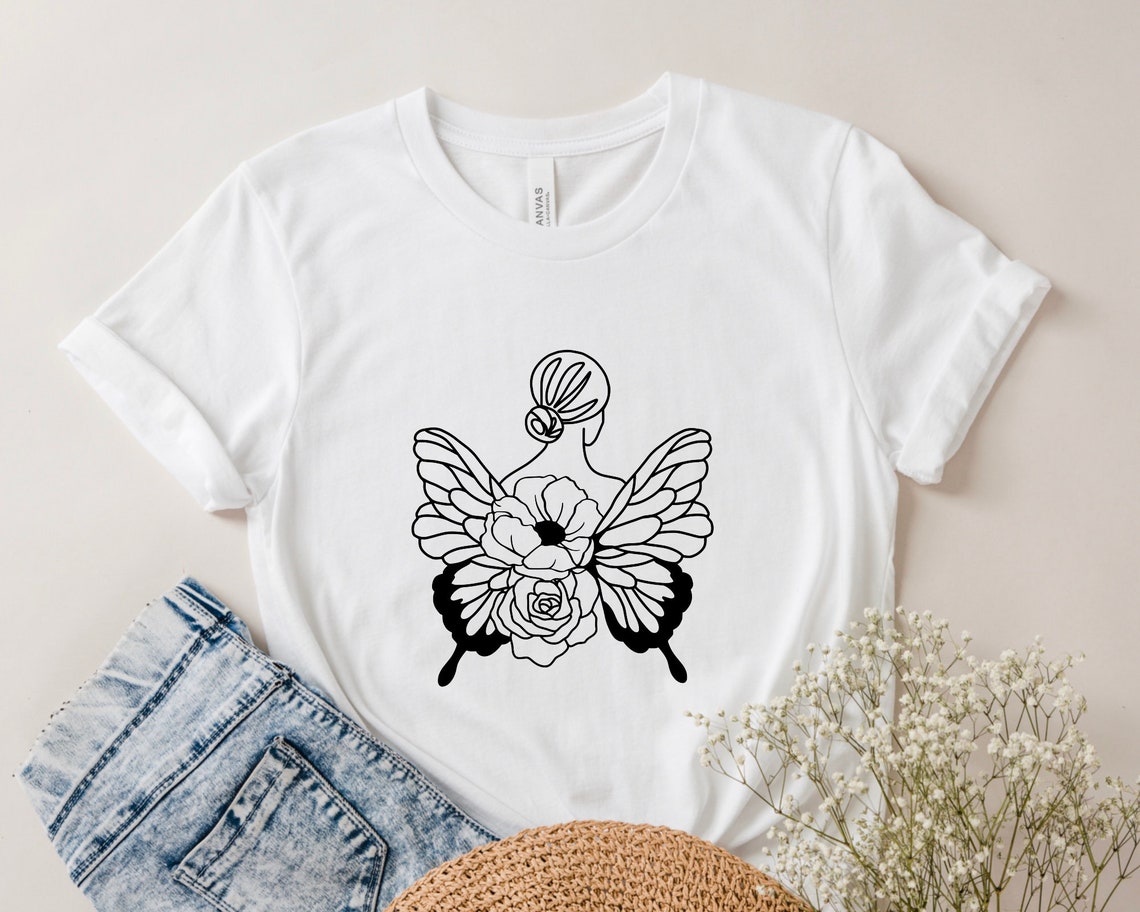 Floral Woman SVG Woman Butterfly Wings Svg Butterfly Fairy - Etsy