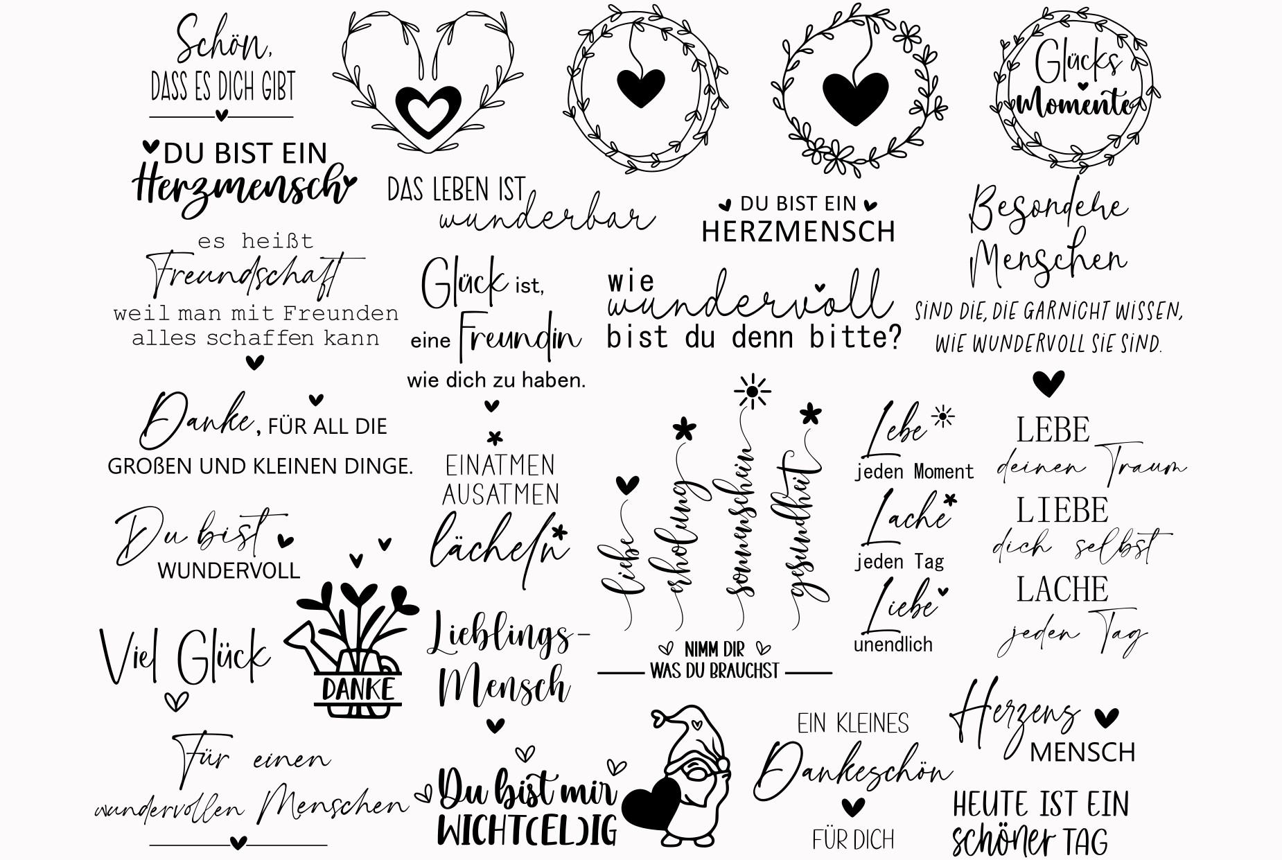 Plotterdatei Danke, Best Friends Svg Bundle ,lieblingsmensch Svg ,schön Dass Es Dich Gibt ...