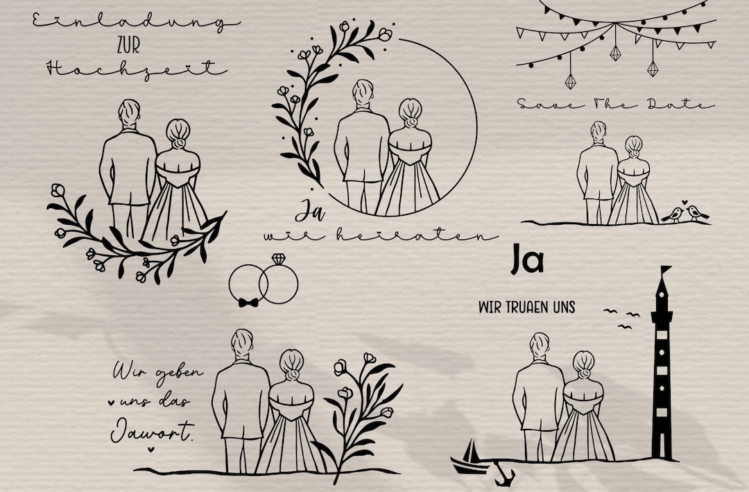 Plotterdatei Hochzeit Hochzeit SVG Hochzeitskarte - Etsy.de