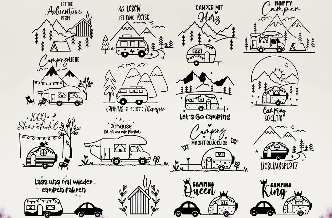 Plotterdatei Camping Wohnwagen SVG, Plotterdatei Camper Svg, Urlaub Camper Svg Camping Sprüche ...