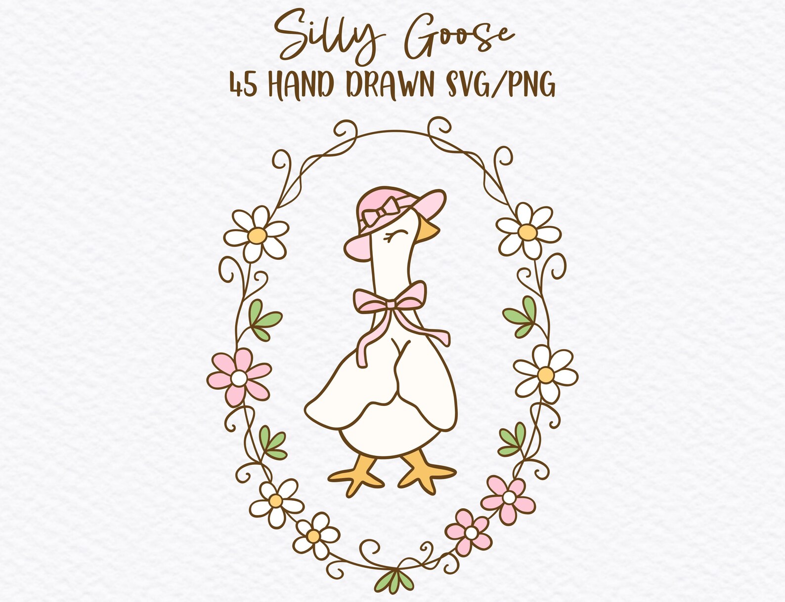 Cute Groovy Silly Goose Clipart Set SVG PNG in Pastel Colors Spring ...
