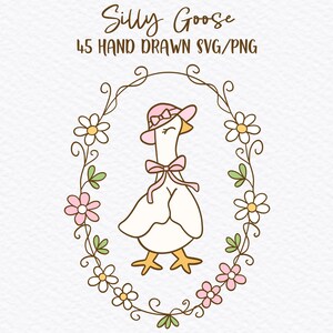Cute Groovy Silly Goose Clipart Set SVG PNG in Pastel Colors Spring ...