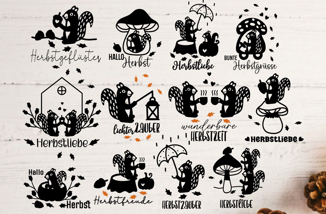 Plotterdatei Herbst Svg Png, Eichhörnchen Svg, Herbst Plotter File Svg Png, Hallo Herbst ...