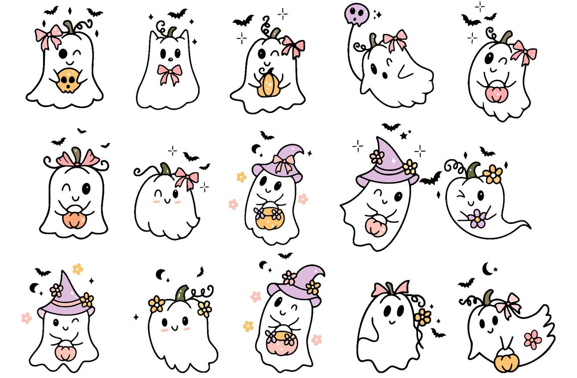 Coquette Halloween Groovy Pastel Cute Ghost Halloween Svg Retro Ghost ...