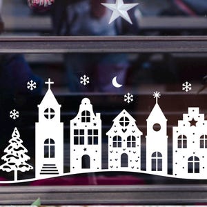 Plotterdatei Winter Stadt SVG , Winterdorf SVG, Fenster Dekoration Winter, Weihnachtsszene SVG ...