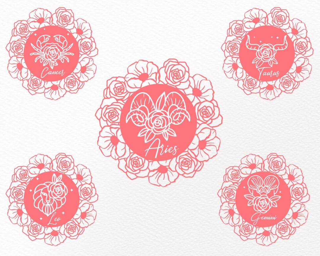 Zodiac Svg,zodiac Sign ,monogram Flower Svg,gemini Svg,horoscope Svg ...