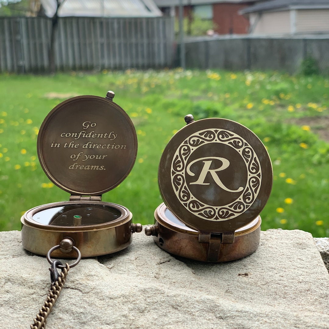 Engraved Compass, Personalized Compass, Anniversary Gift, Working ...