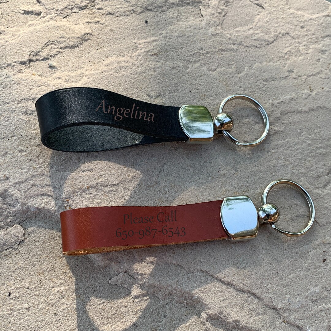 Personalized Leather Keychain, Custom Keychain, Leather Key Fob ...