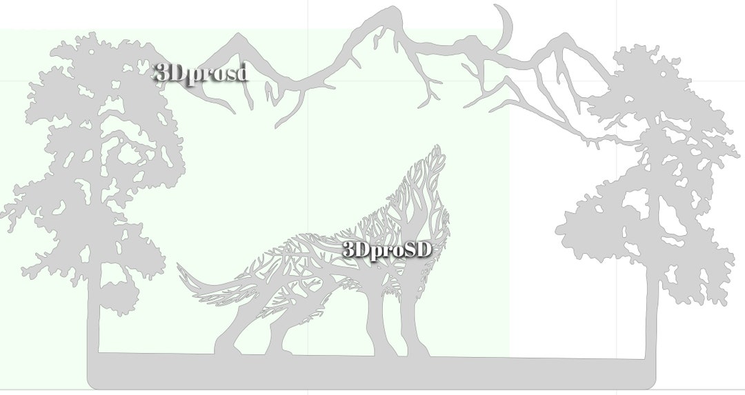 Wolf Scene Laser Cut Dxf File Wall Sticker Engraving Decal - Etsy