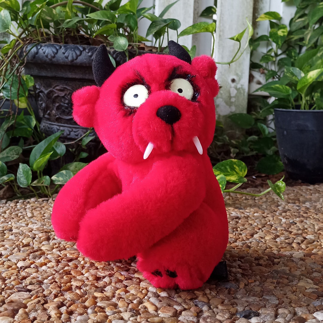Creepy Plushies, Scary Plushy, Stuffed Animal, Devil Red Bear, Monster ...
