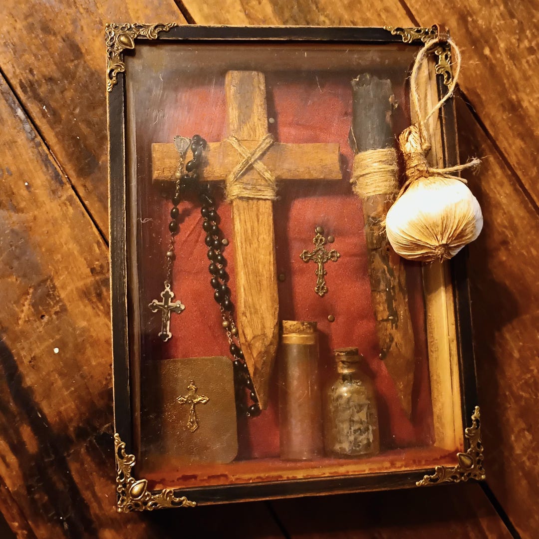 Mini Vampire Hunting Kit in a Wall Mount Wooden Box, Van Helsing ...