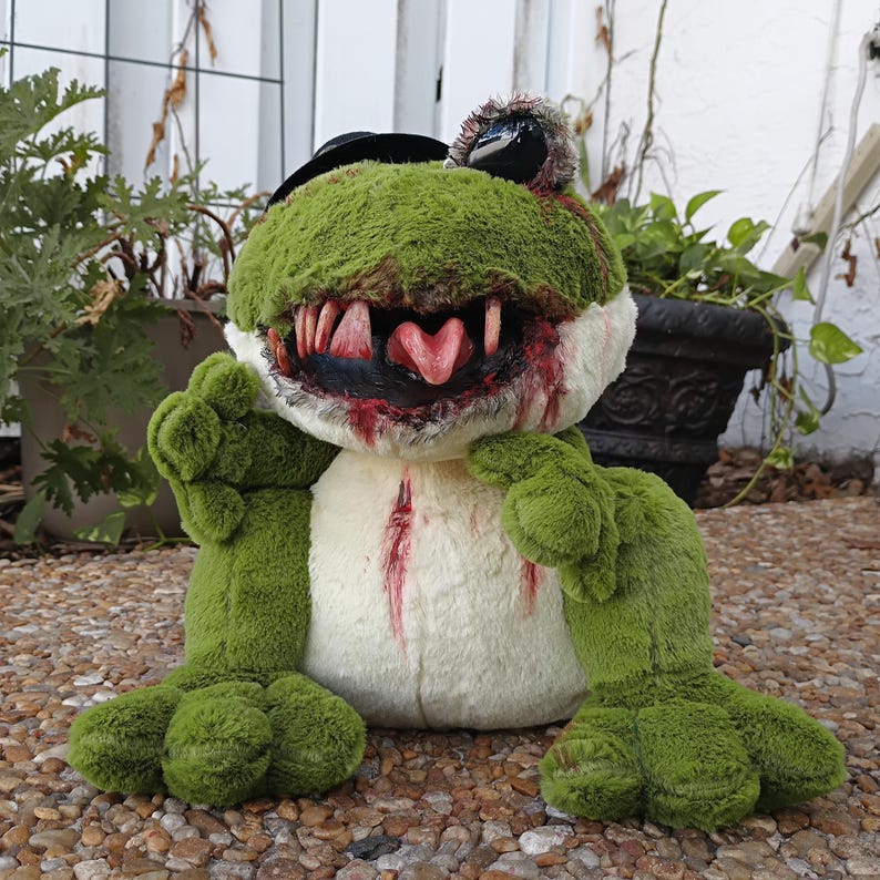 Creepy One Eye Green Frog Plushie Recycled 10 Inches Tall Nathaniel - Etsy