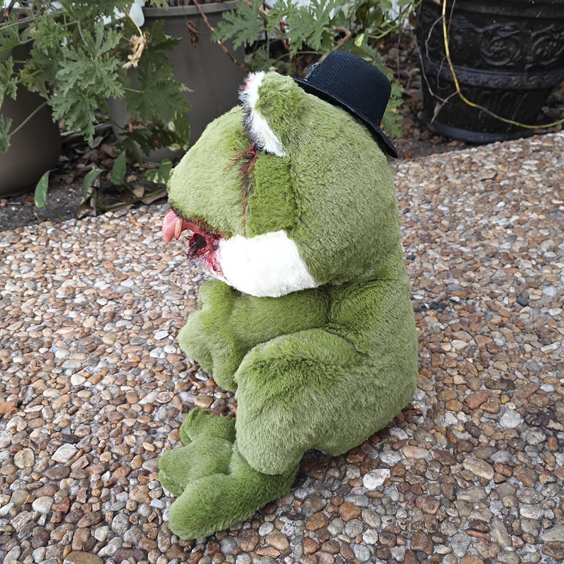 Creepy One Eye Green Frog Plushie Recycled 10 Inches Tall Nathaniel - Etsy