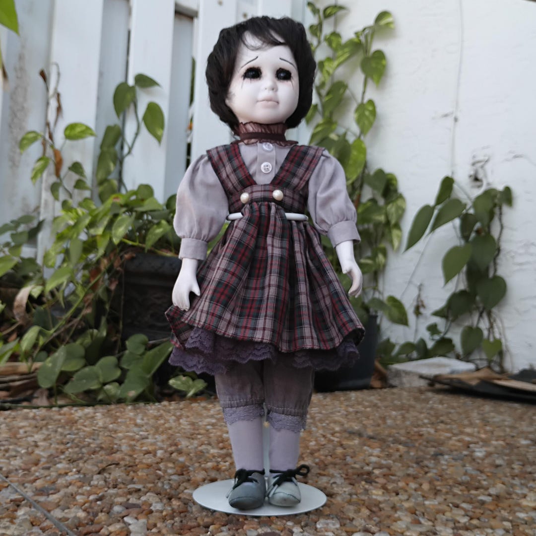 Meet Isabel, 16 Inch Tall Ceramic Doll With Sad Piercing Dark Black ...