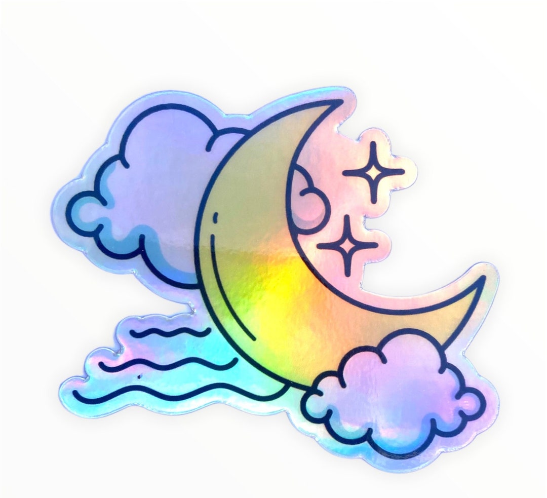 Moon and Stars in the Clouds Sticker - Etsy