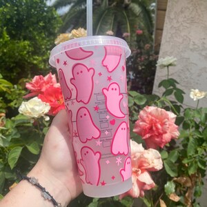 Starbucks Cold Cup Pink Ghost 24oz With Lid and Straw - Etsy