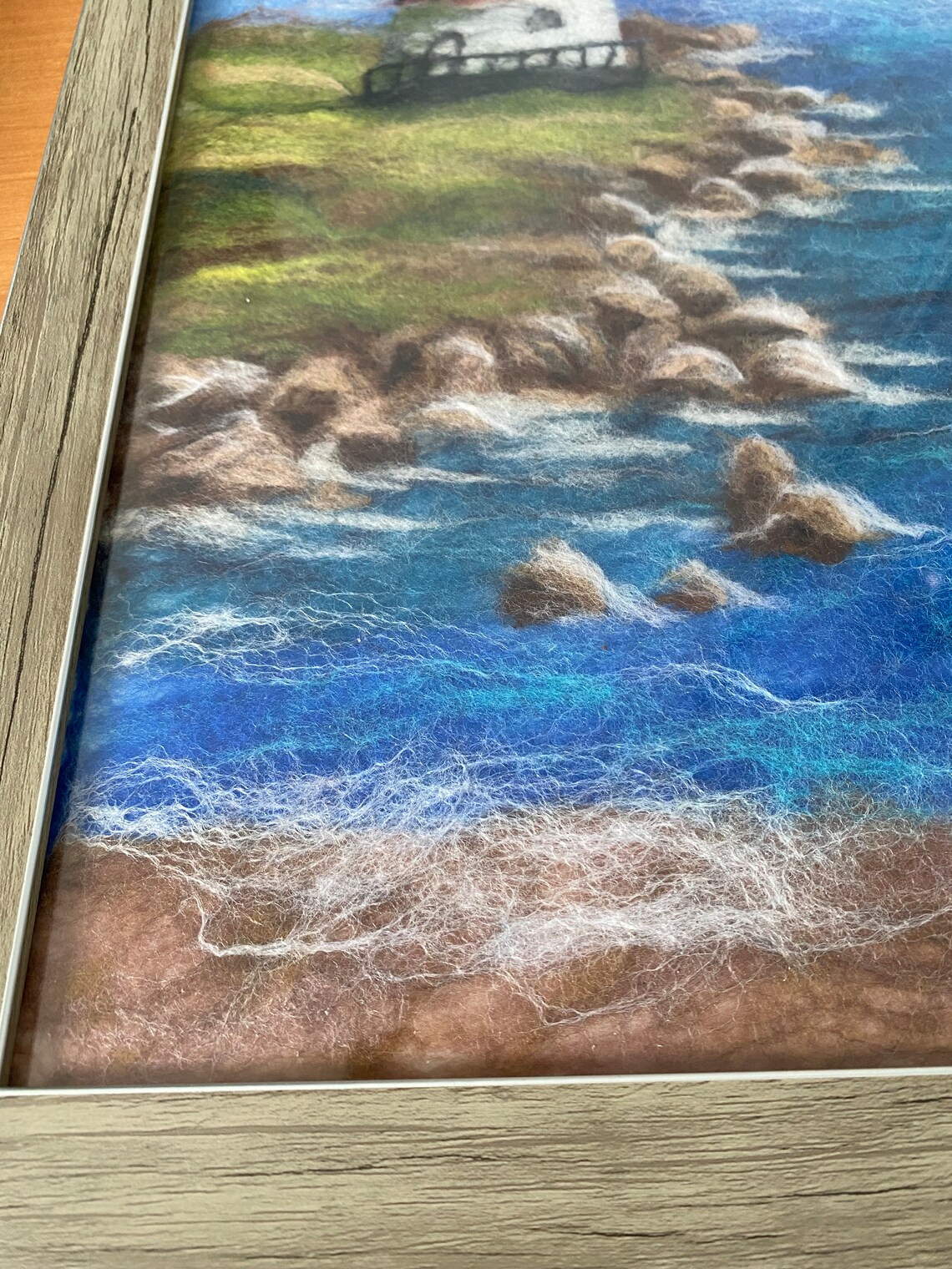 Seascape Wool Painting , Lighthouse on the Shore , Sea Painting With ...