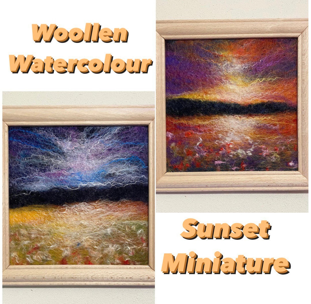 Wool Landscape Painting, Sunset Wool Pattern, Colorful Wool Painting ...