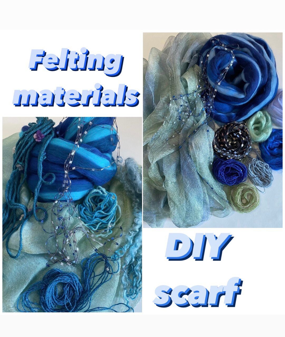 Blue Roving,kit Blue Fibres Art of Felting,margelan Silk for Scarf ...
