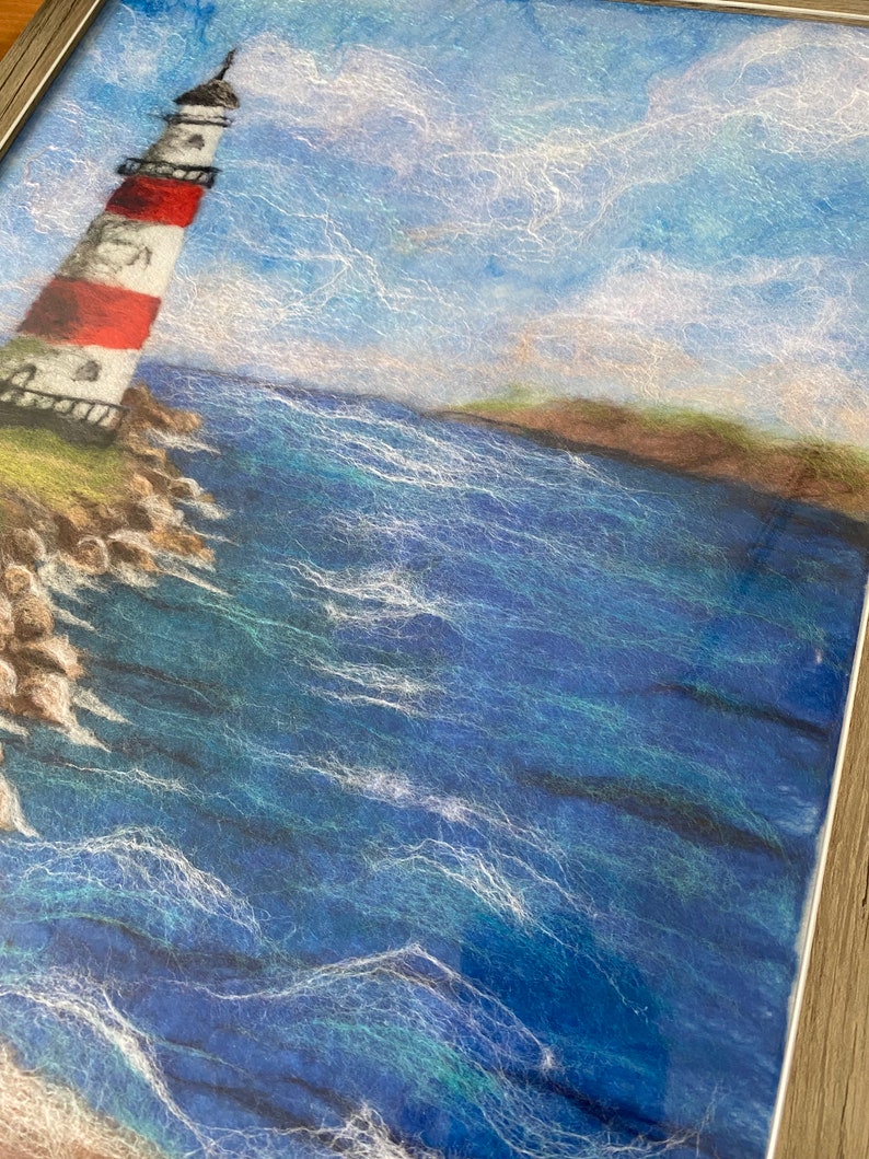 Seascape Wool Painting , Lighthouse on the Shore , Sea Painting With ...