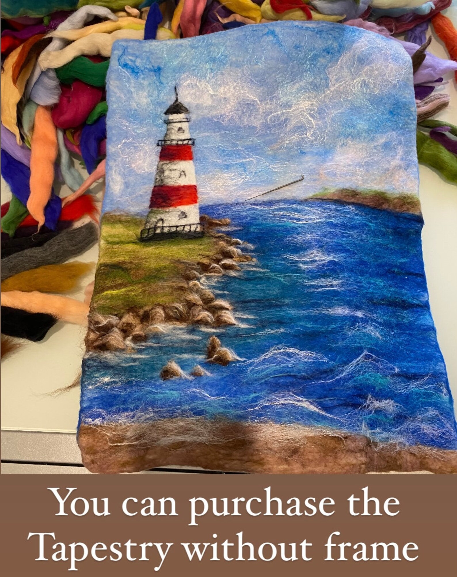 Seascape Wool Painting , Lighthouse on the Shore , Sea Painting With ...