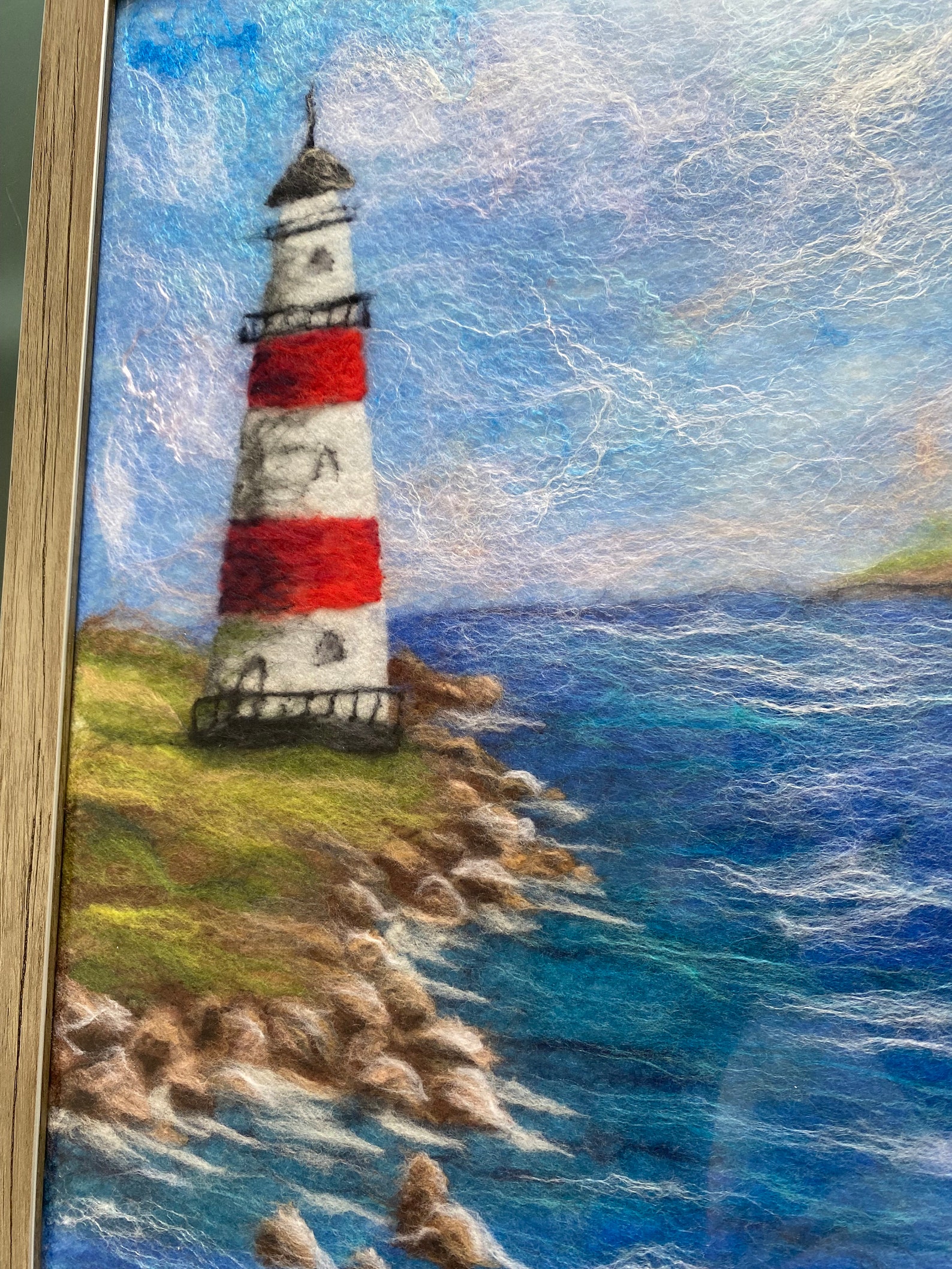 Seascape Wool Painting , Lighthouse on the Shore , Sea Painting With ...