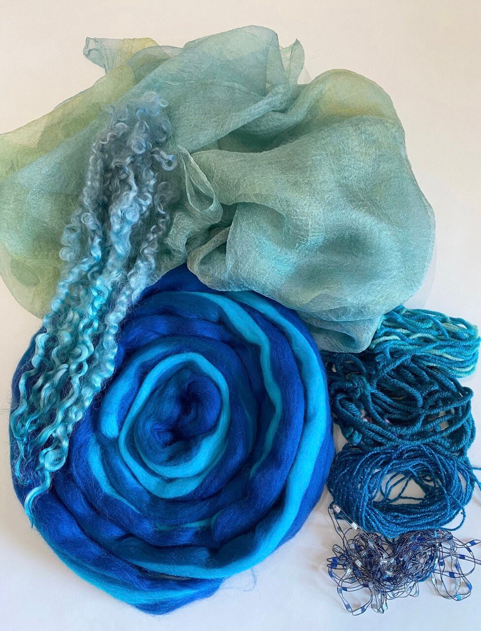Blue Roving,kit Blue Fibres Art of Felting,margelan Silk for Scarf ...