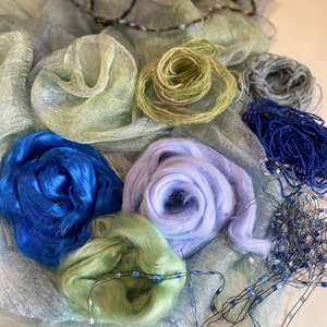 Blue Roving,kit Blue Fibres Art of Felting,margelan Silk for Scarf ...
