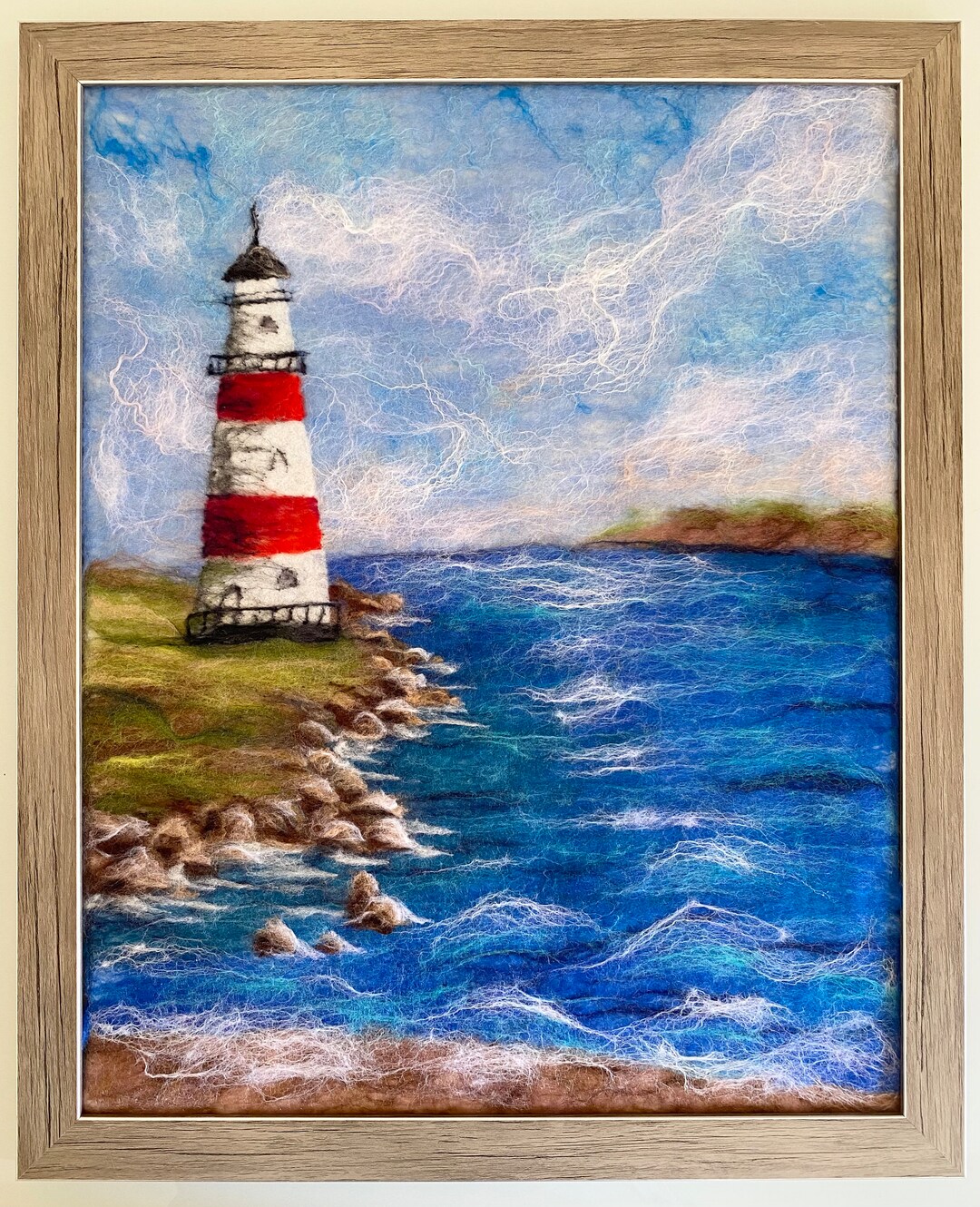 Seascape Wool Painting , Lighthouse on the Shore , Sea Painting With ...