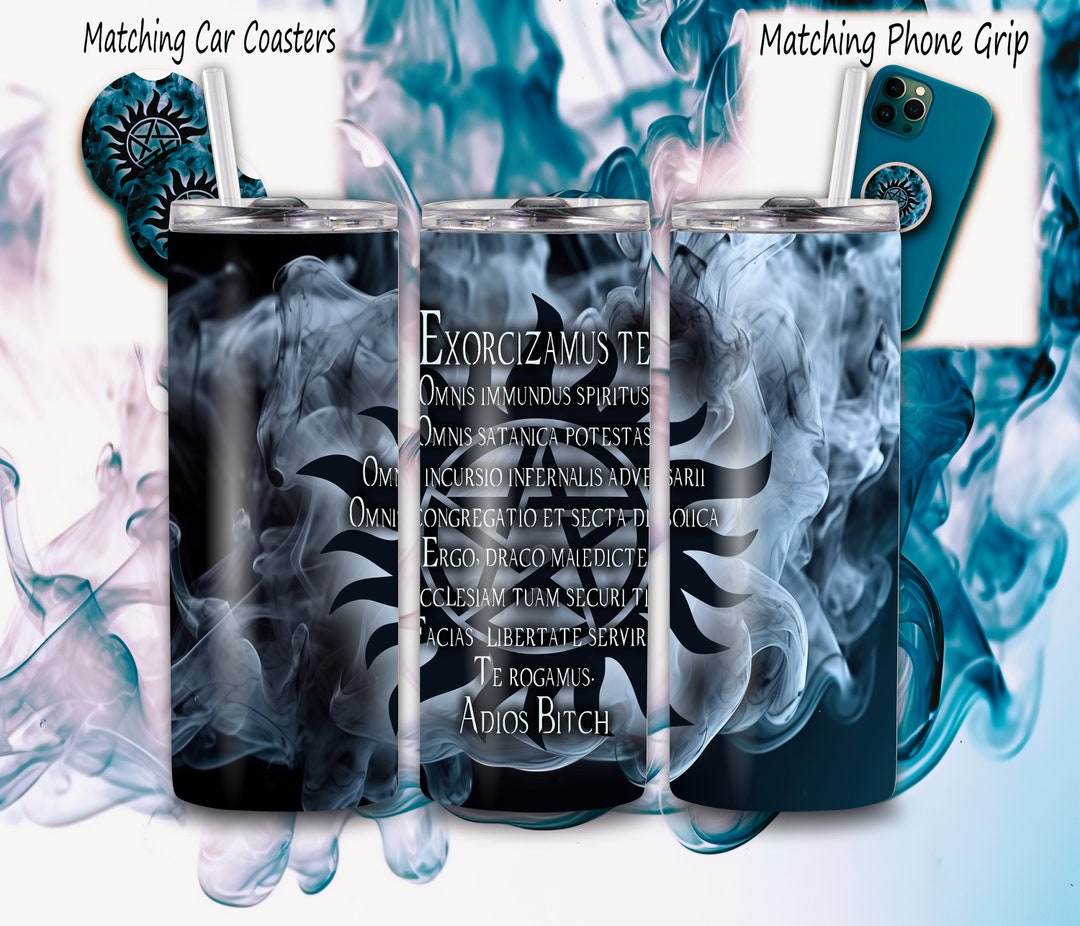 SPN Demon Hunter 20oz Skinny Tumbler With Bonus Car Coasters and ...