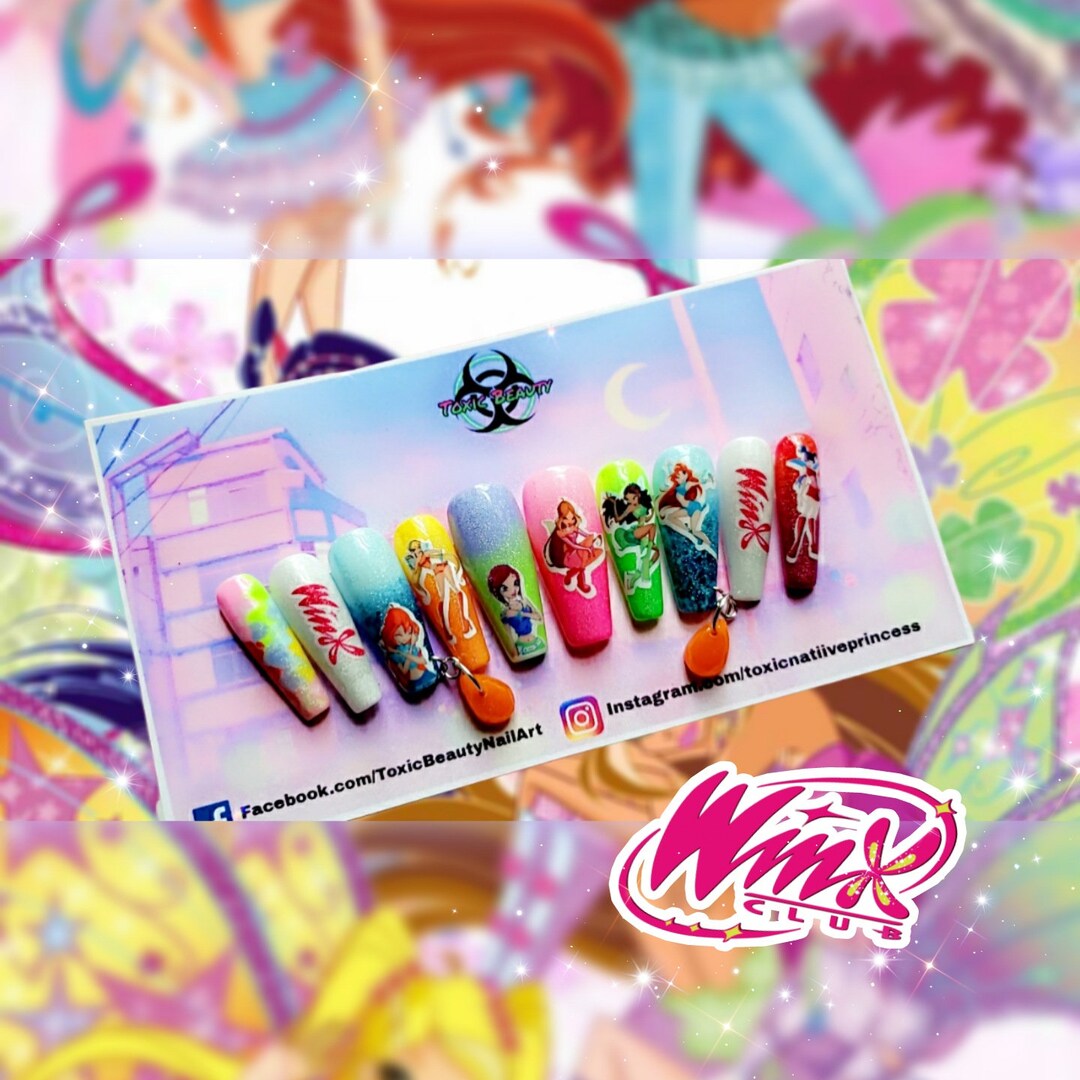 2000's Cartoon Theme/cute Ombre/glitter/sparkles/charm Press on Nails ...