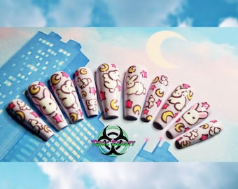 Elements/cool/marble Matte Cartoon Theme Press on Nails - Etsy