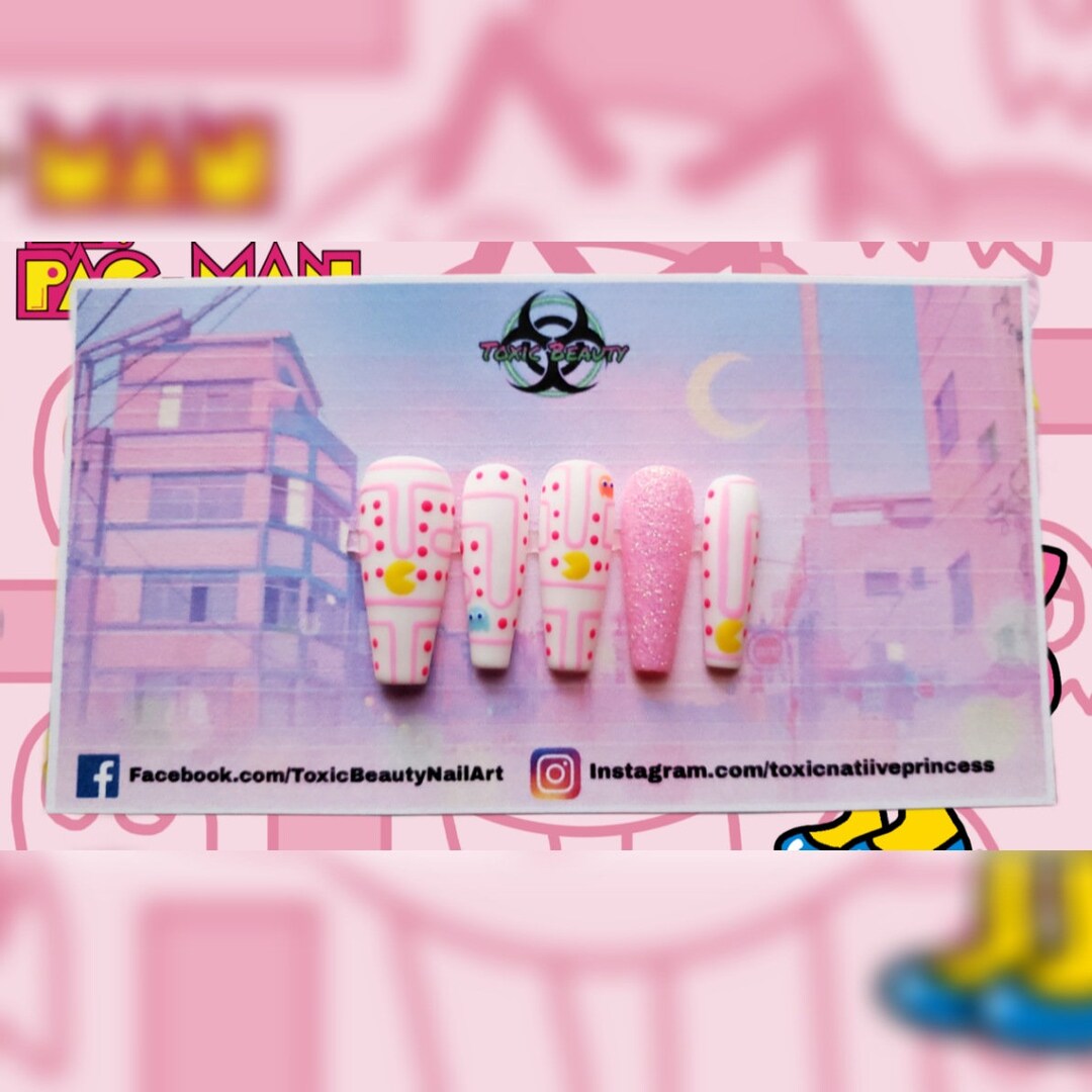 Pink Retro Gamer Weeb Theme Press on Nails - Etsy