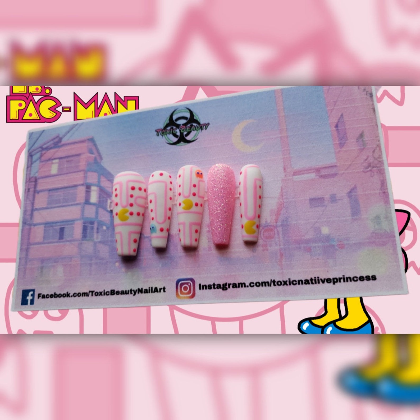 Pink Retro Gamer Weeb Theme Press on Nails - Etsy