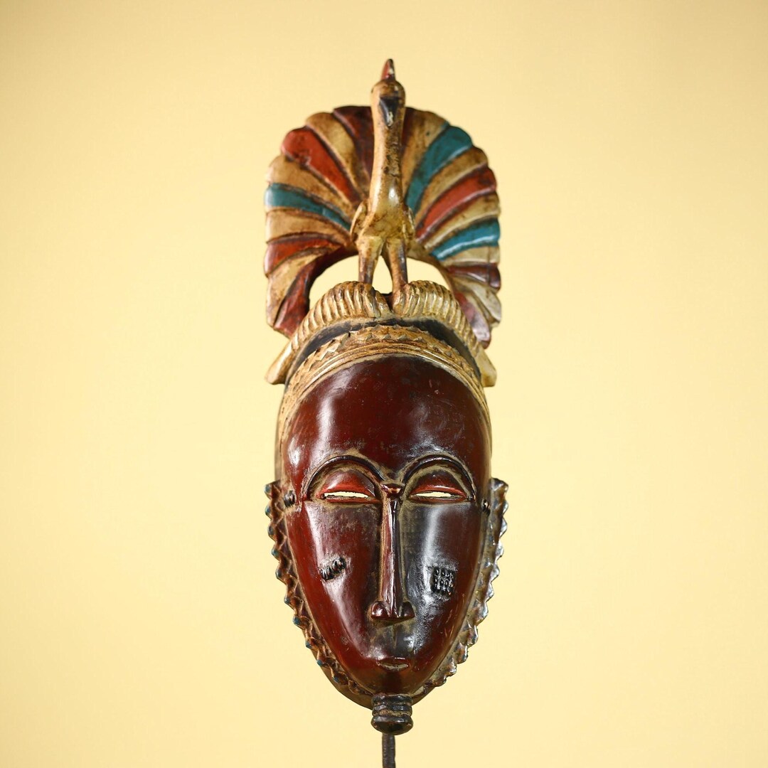 African Guro Mask With Bird Crest Hand Carved Tribal Art Wood Wall ...