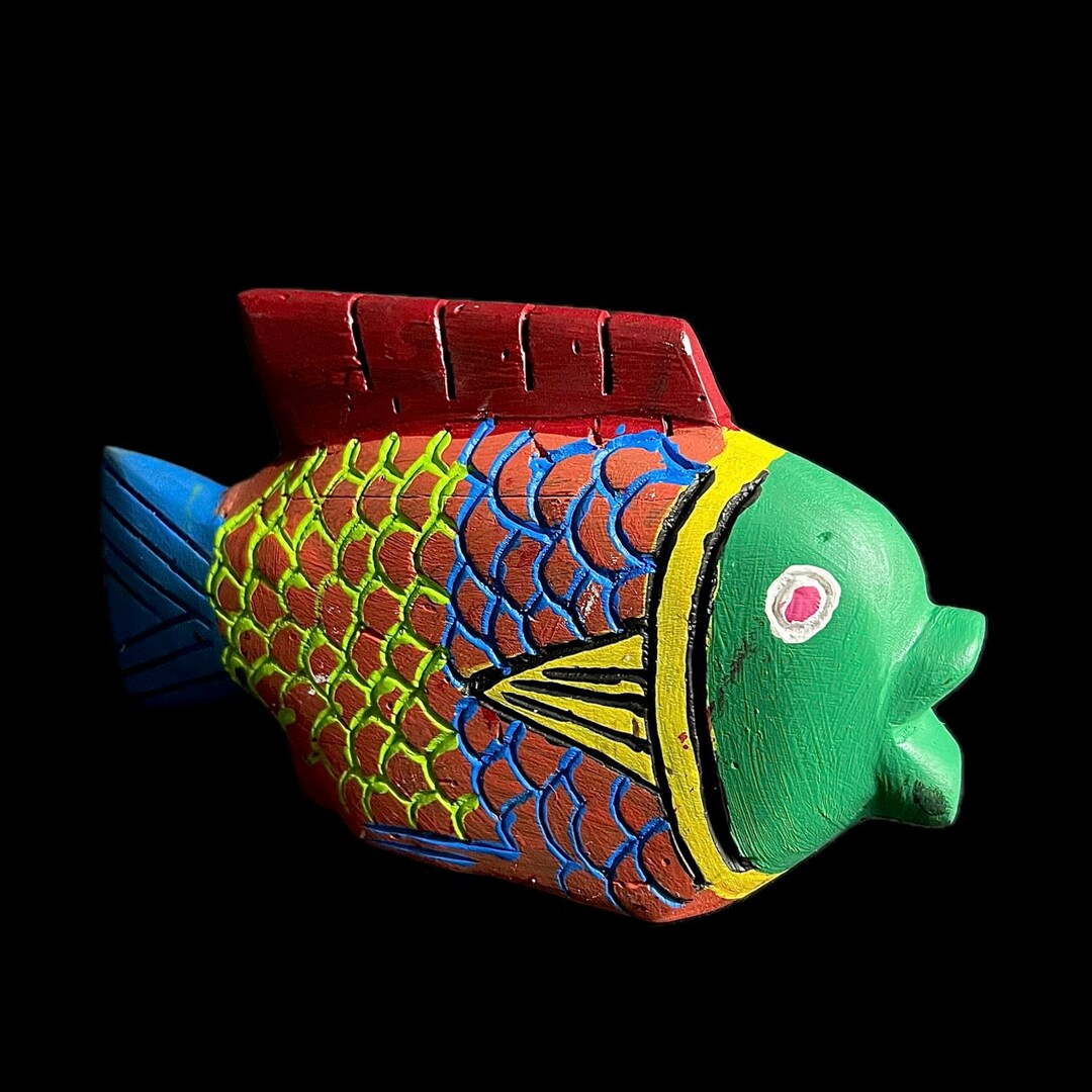 African Handmade Primitive Collectibles Tribal Bozo Fish Puppet Mask ...