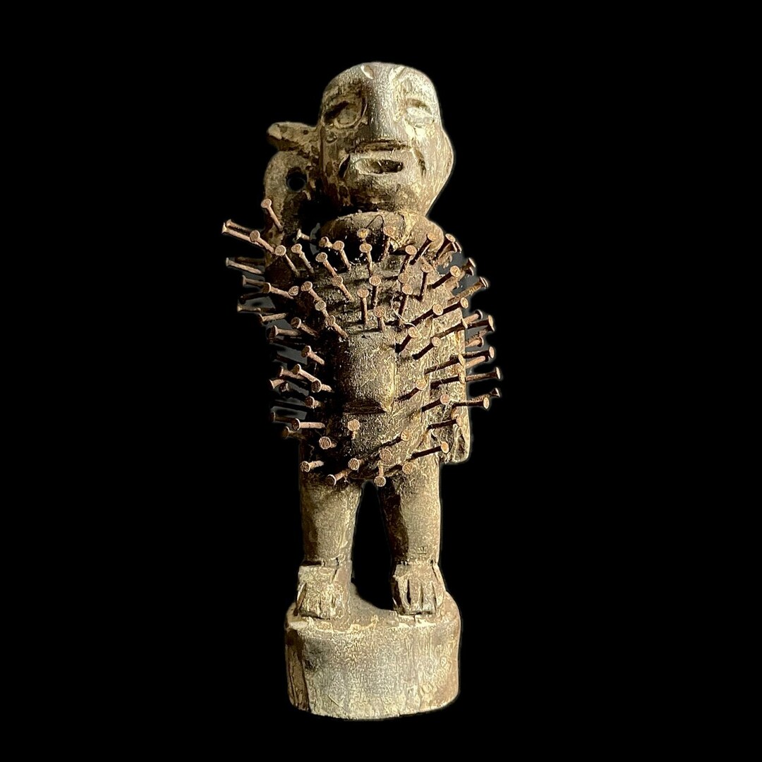 Wooden Figures Primitive Decor Nkisi Nkondi Hand Carved Statue Vintage ...