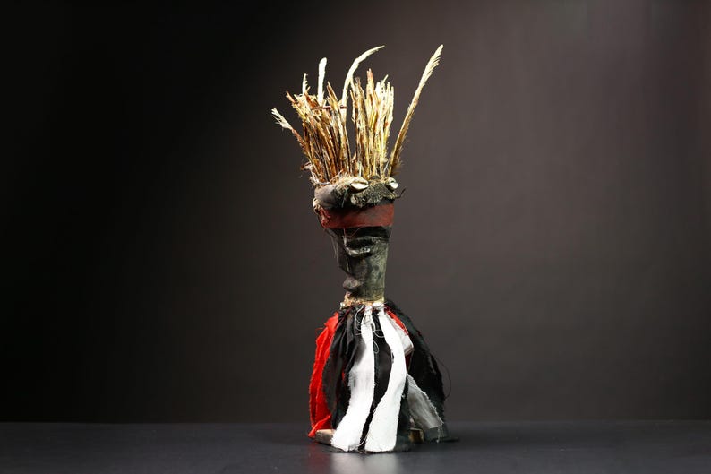 African Nkisi Nkondi Figure, Congo Tribal Protective Doll, Voodoo Relic ...