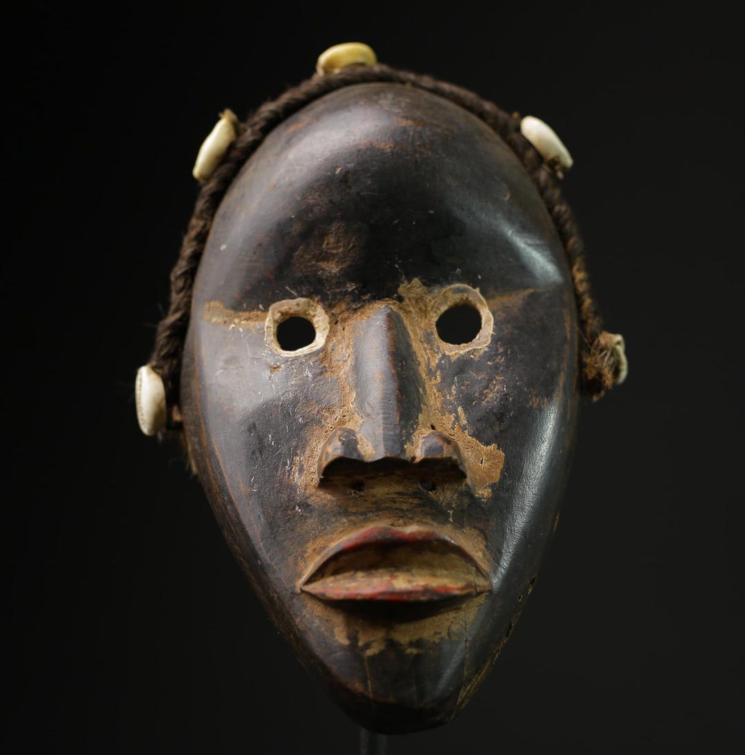 Authentic Hand-carved African Tribal Mask With Cowrie Shell ...