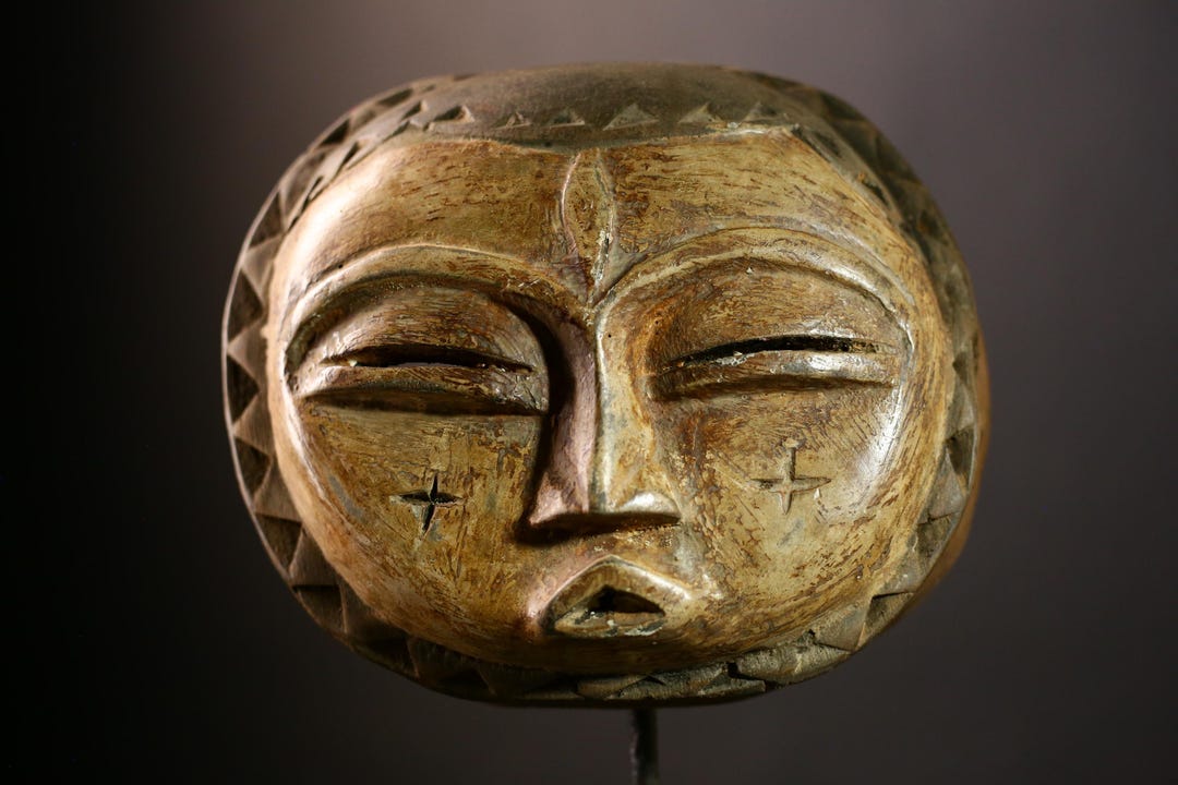 Antique African Eket Mask Carved Wooden Tribal Art Collectible Wall ...