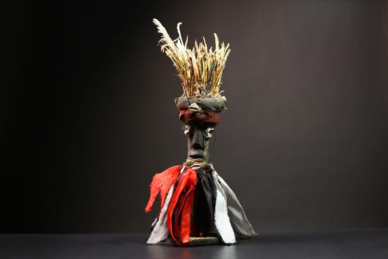 African Nkisi Nkondi Figure, Congo Tribal Protective Doll, Voodoo Relic ...