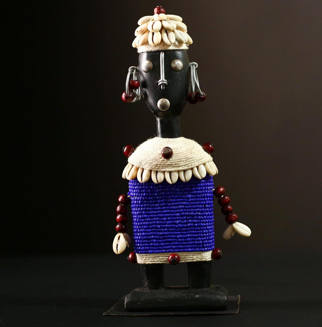 African Zulu Doll Statue | Vintage Handcrafted Wooden Art | Unique ...