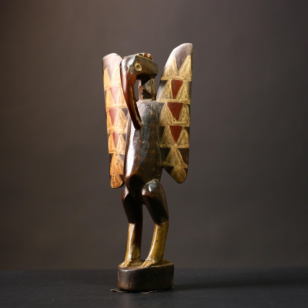 African Senufo Bird Statue | Handmade Carved Wooden Art | Unique Tribal ...