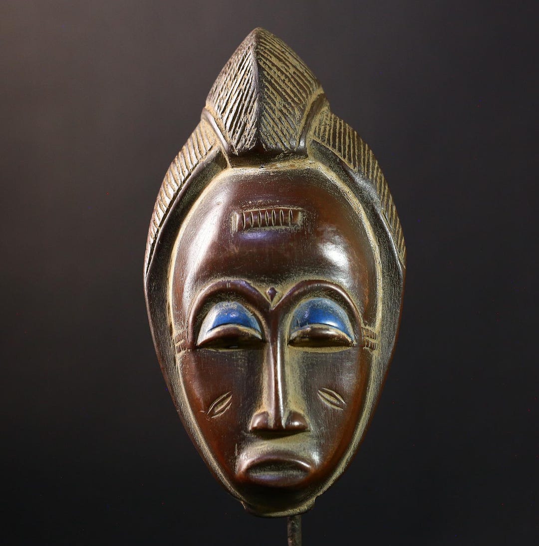 Hand Carved Baule Mask: Ivorian Tribal Art, Ethnographic Sculpture ...