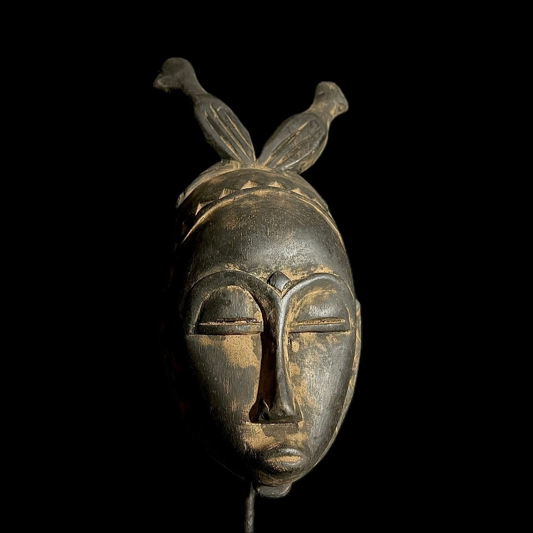 African Mask Antiques Tribal Face Vintage Baule Antique Antique Wall ...