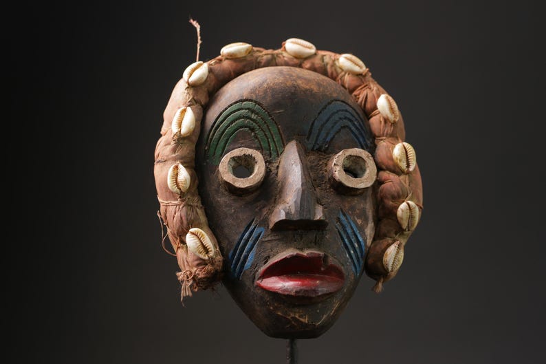 Dan Cowrie Mask: African Tribal Art, Carved Wood Wall Decor-9834 - Etsy