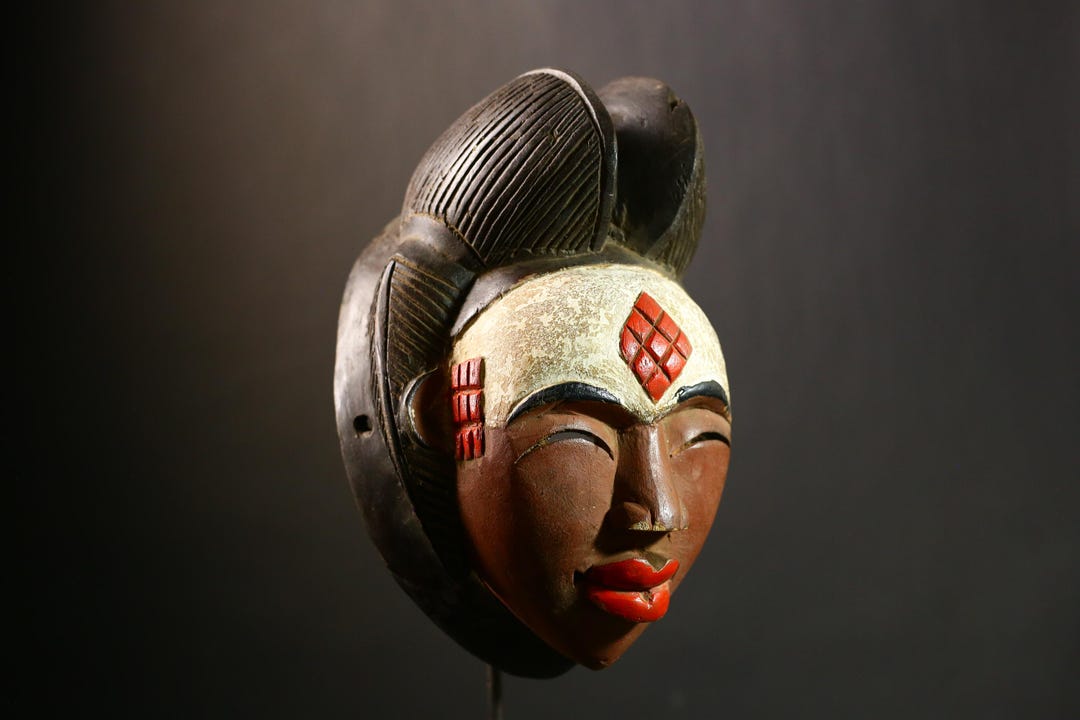 African Bapunu Tribal Mask Unique Decorative Wood Gabon Wall Decor ...